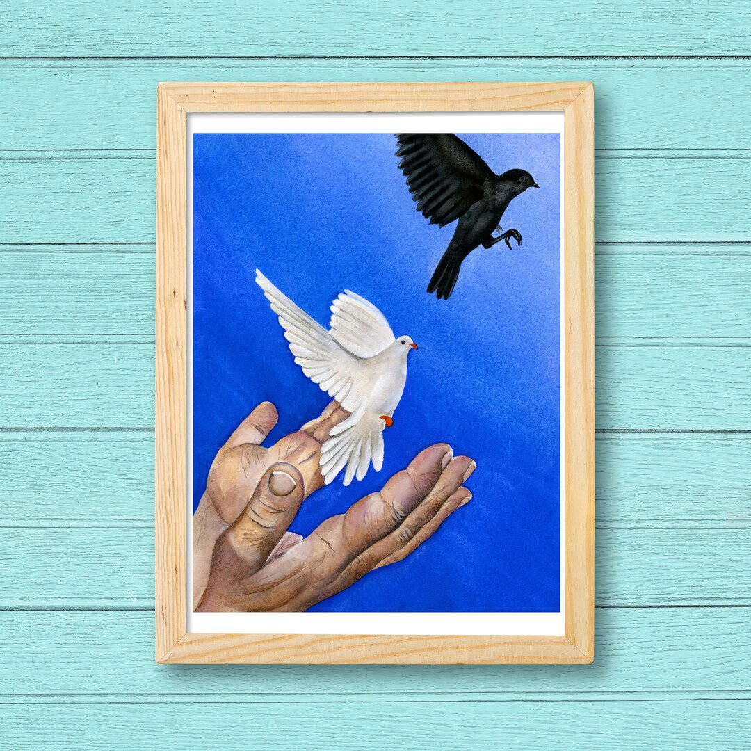 Noah's Ark Dove & Raven Art Print | Christian Scripture Inspired ...