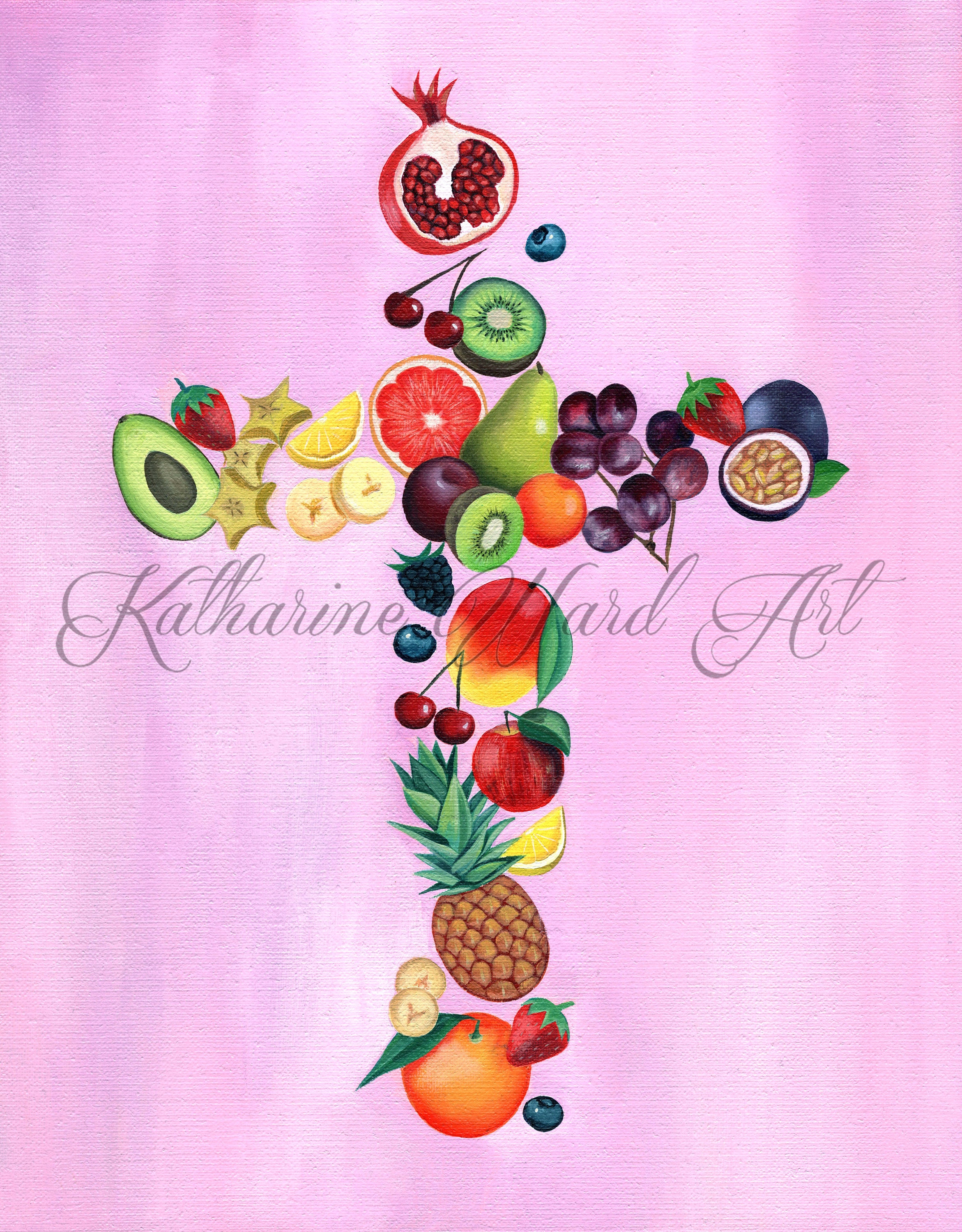 Fruit of the Spirit Galatians Cross Art Print | Christian Scripture ...