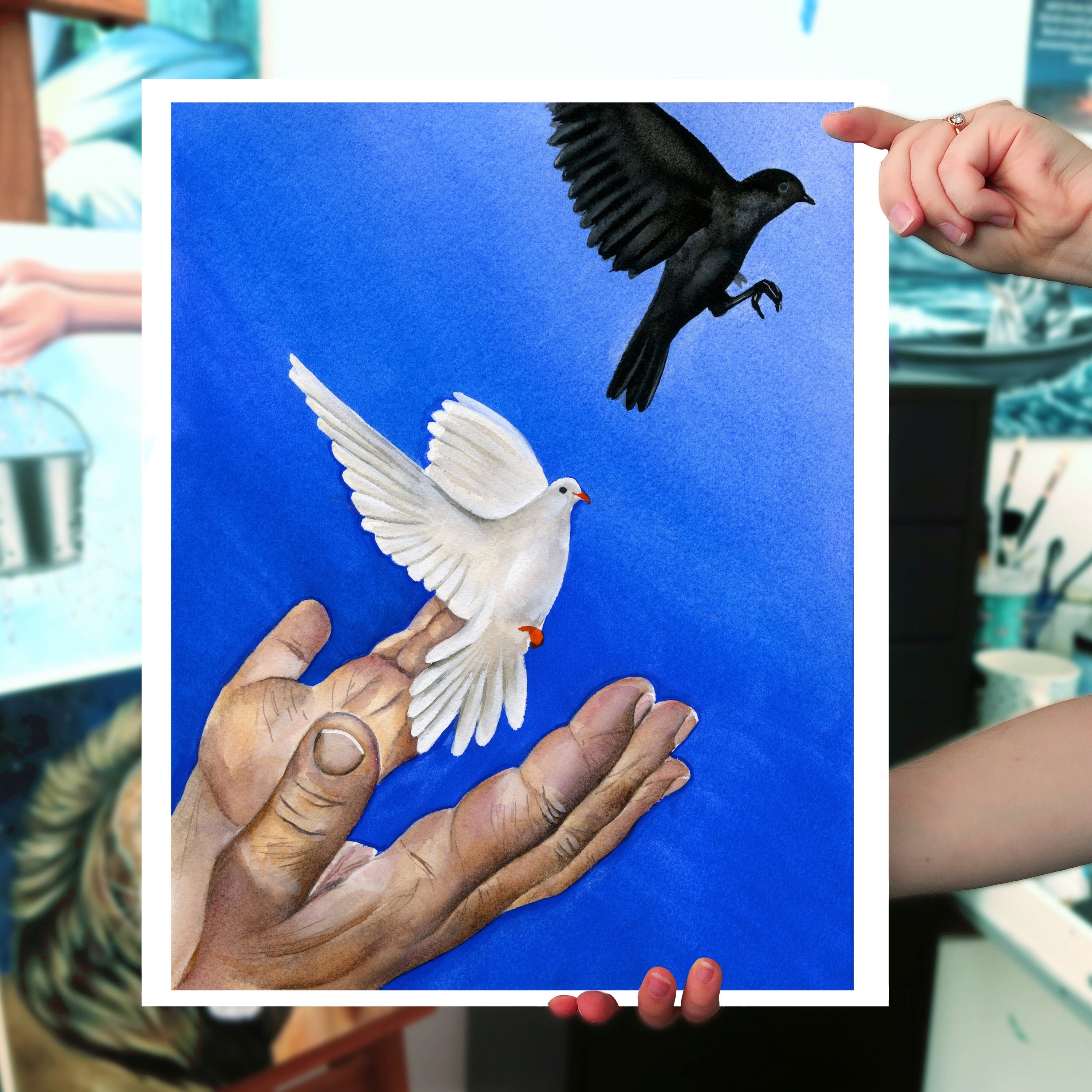 Noah's Ark Dove & Raven Art Print | Christian Scripture Inspired ...