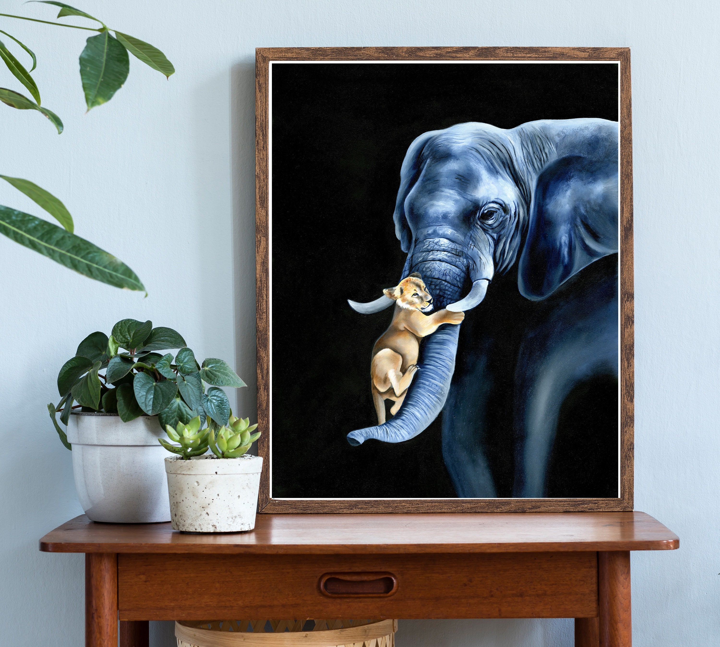 Elephant & Lion Cub Art Print Christian Scripture Inspired Artwork - Etsy