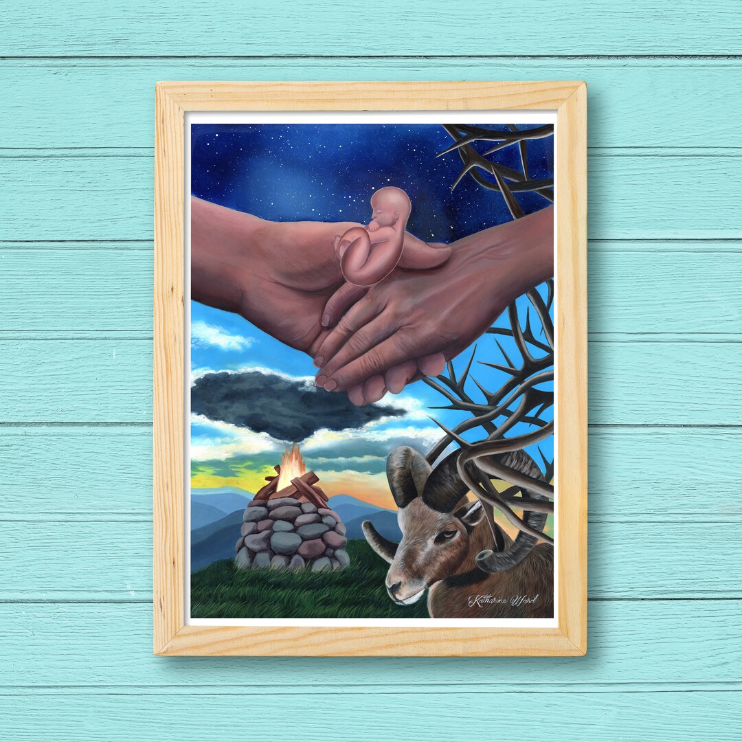 The Life/faith of Bible Abraham Inspired Art Print | Altar, Ram, Thorns ...