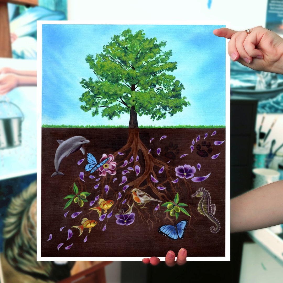 Tree With Roots Art Print: Fruit of the Spirit Christian Faith Inspired ...