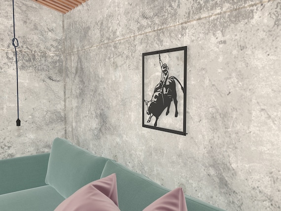 Metal Wall Decor Bull Rider Art Home Living Room Wall Art | Etsy