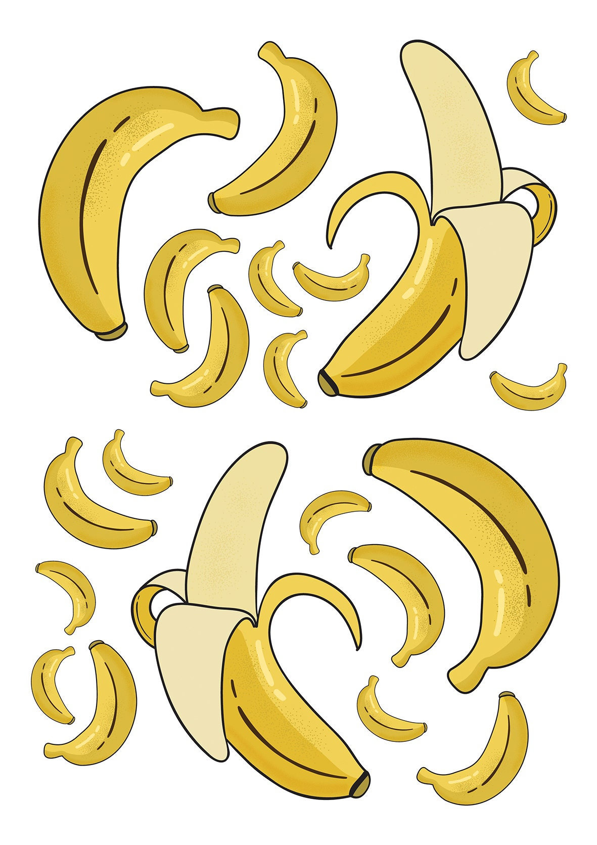 Banana Stickers - 20 Banana Illustration Planner Diary Craft Sticker ...