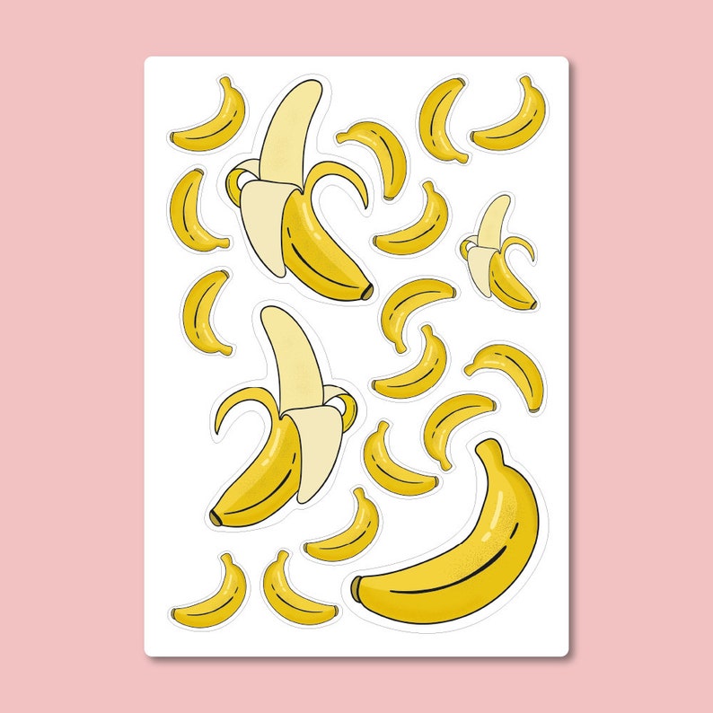 Banana Stickers - 20 Banana Illustration Planner Diary Craft Sticker ...