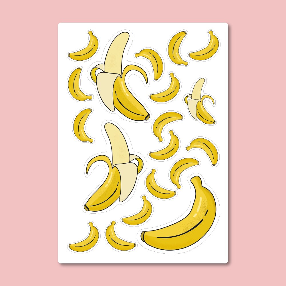 Banana Stickers - 20 Banana Illustration Planner Diary Craft Sticker ...