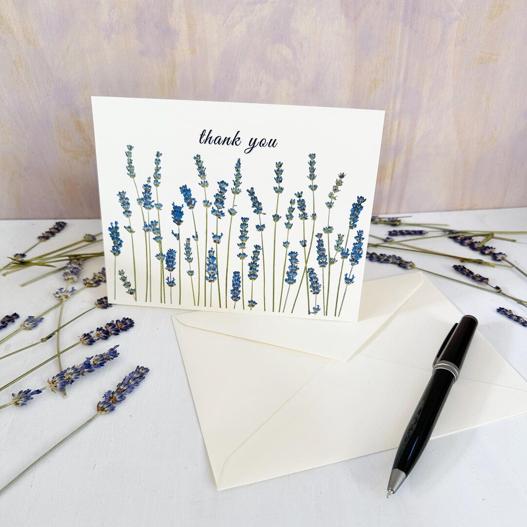 Lavender Fields of New Jersey Thank You Card - Pressed Lavender Print ...