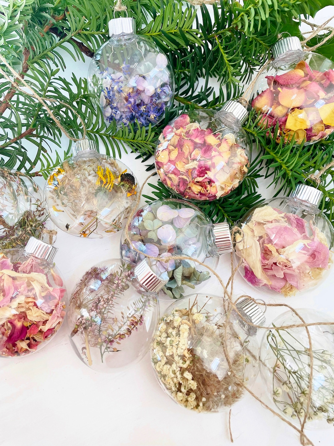 Dried Flower Ornament - Christmas Tree Ornament Filled With Real ...