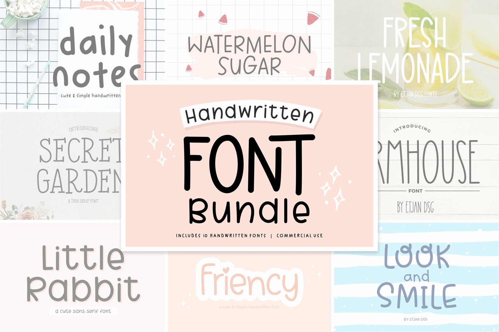 Handwritten Font Bundle – Cute & Modern, Commercial Use (digital ...
