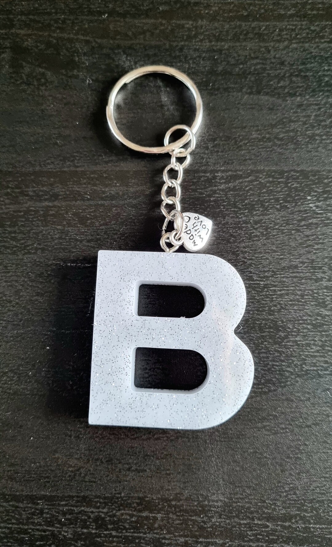 Silver Glitter Letter Keyrings - Etsy Ireland