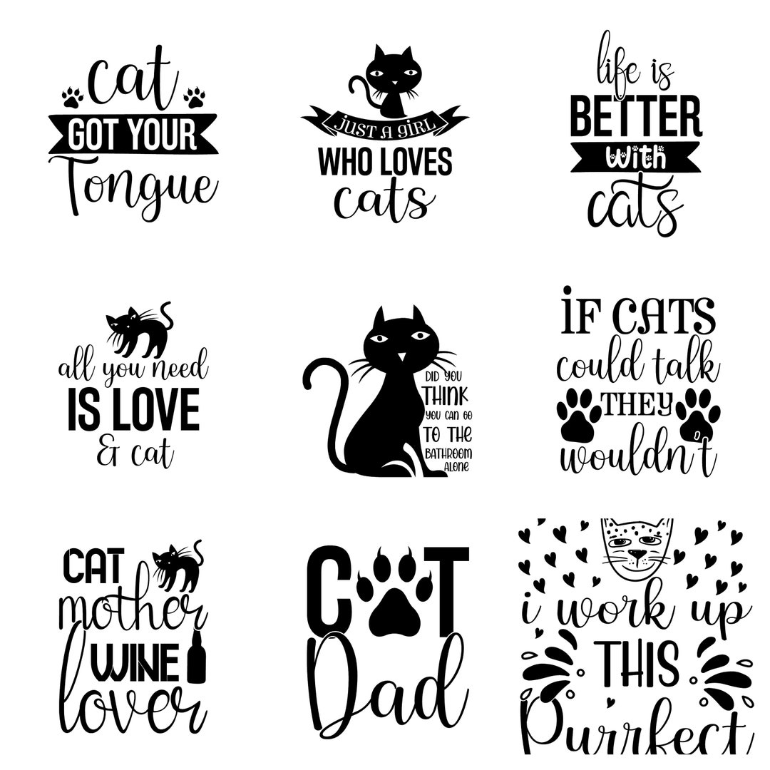 59 Designs Cat SVG EPS PNG Dxf Bundle - Etsy