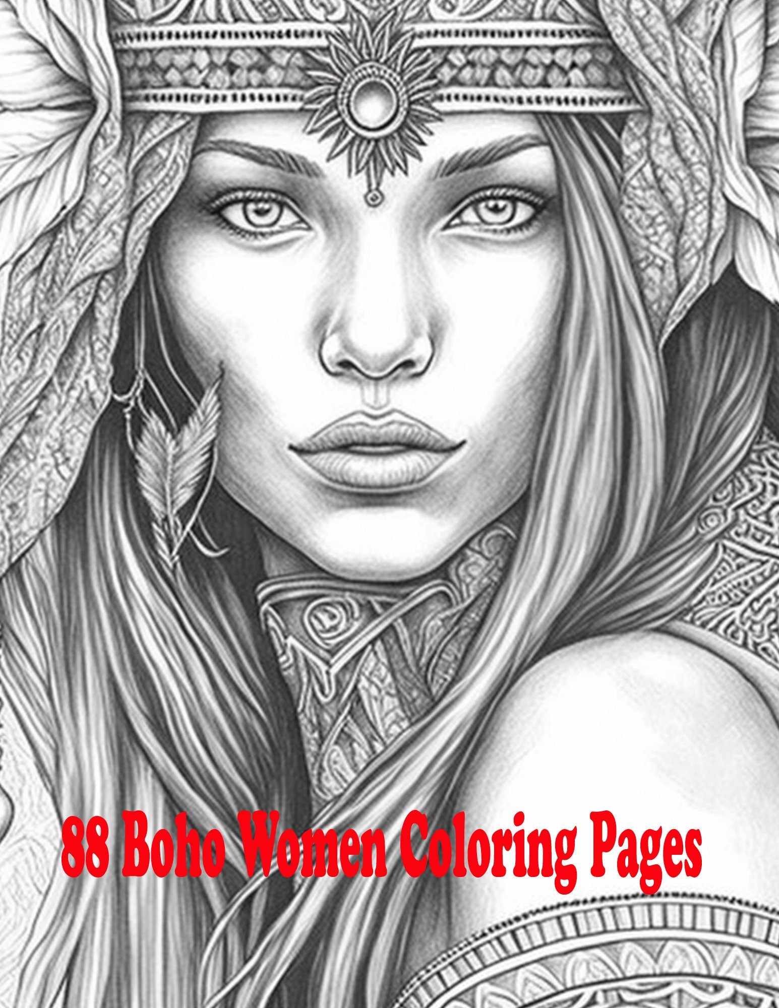 88 Boho Women Coloring Pages PDF - Etsy