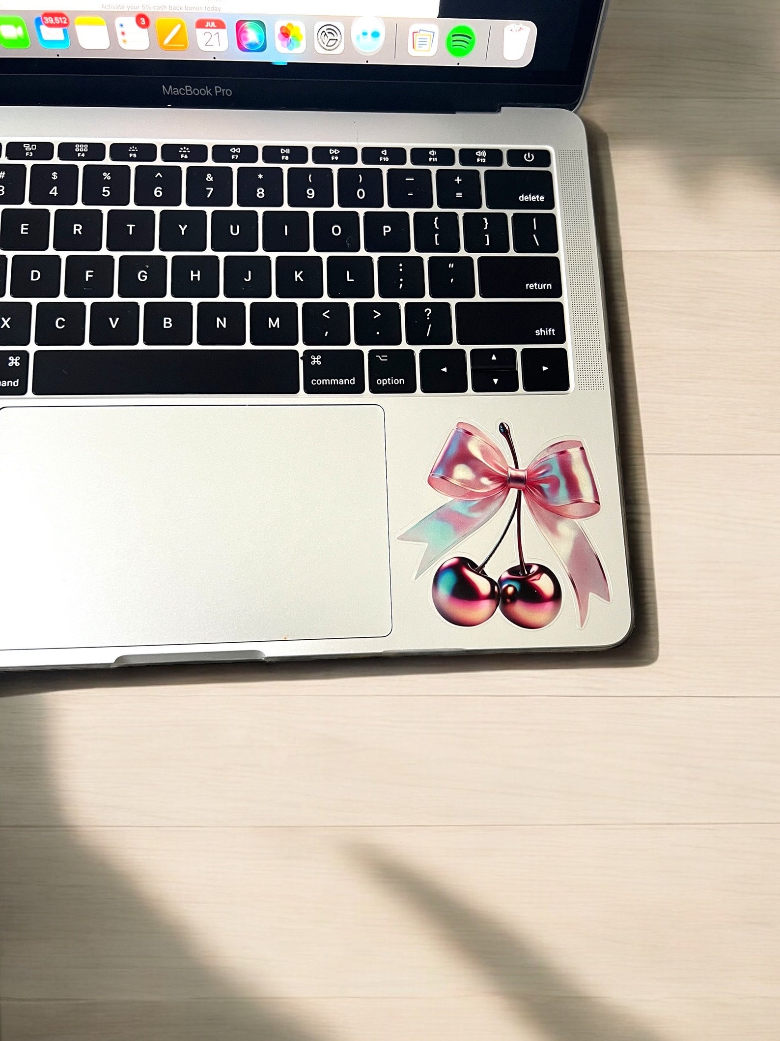 Holographic Cherry Sticker, Cherries Decal, Pink Bow , Decals for Décor ...