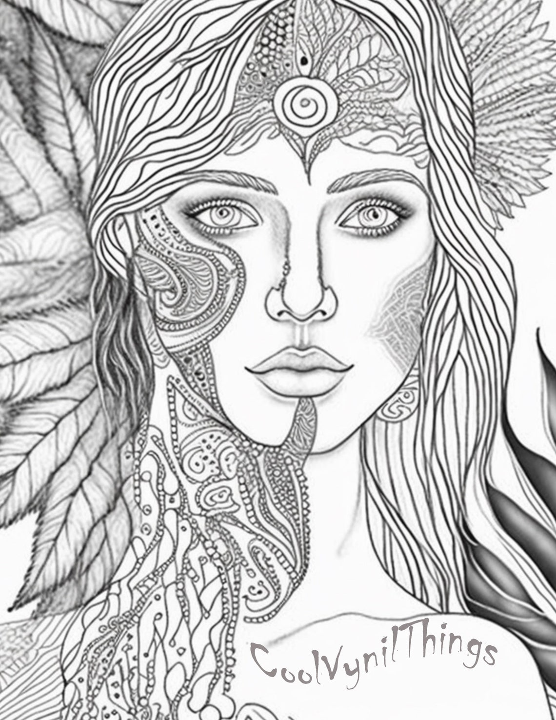 88 Boho Women Coloring Pages PDF - Etsy