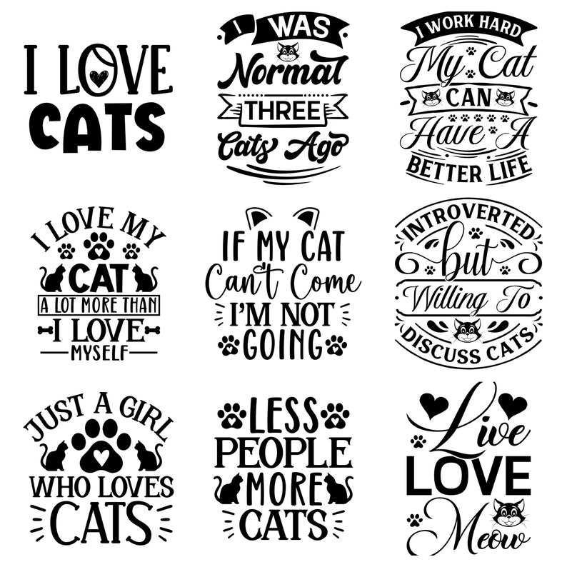 40 Designs Cat SVG EPS PNG Dxf Bundle - Etsy