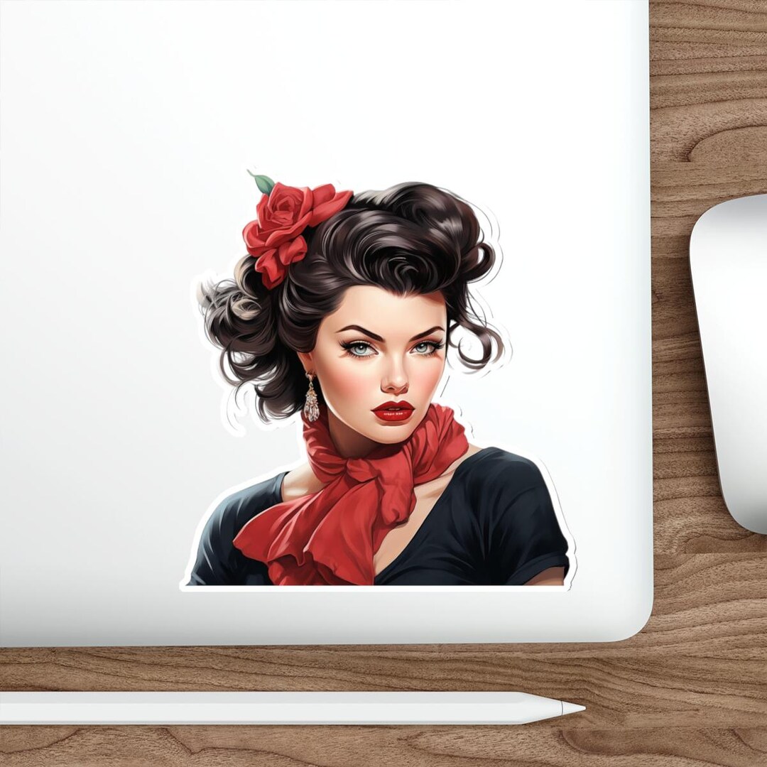 Matte Pin-up Girl Sticker, Decal, Decals for Décor, Kindle, Laptop ...