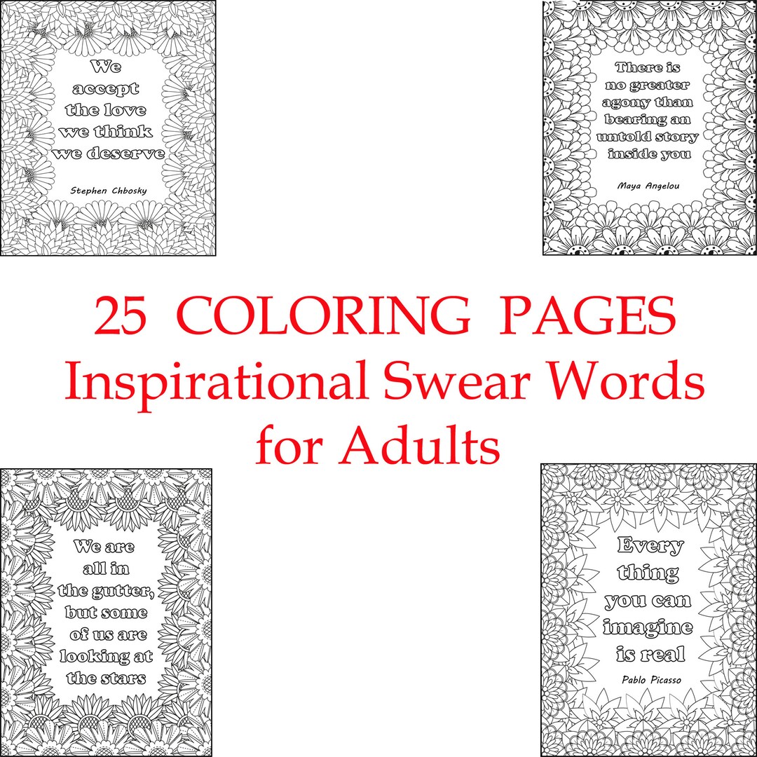 Inspirational Swear Words Coloring Pages for Adults - Etsy