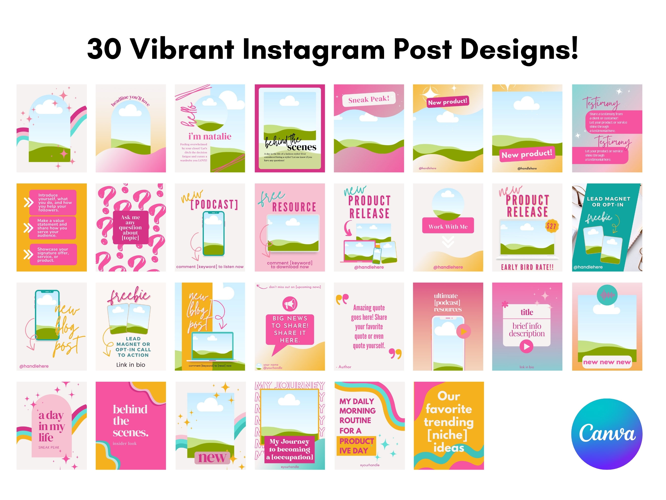 30 Vibrant Instagram Post Designs Bright Instagram Post Canva Template ...