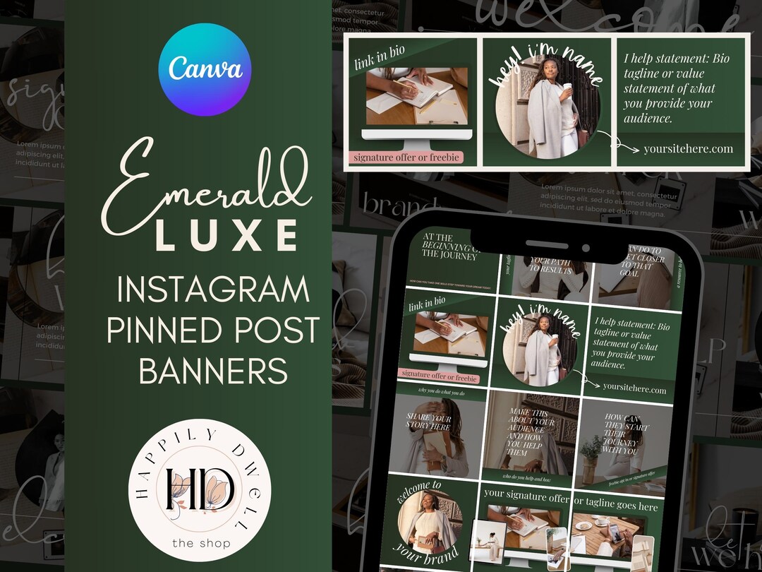 Instagram Pinned Post Banner Template: Emerald Luxe Canva Pro (digital ...