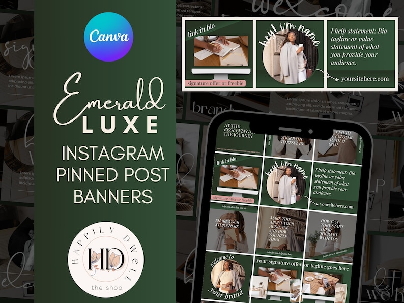 Instagram Pinned Post Banner Template: Emerald Luxe Canva Pro (digital ...