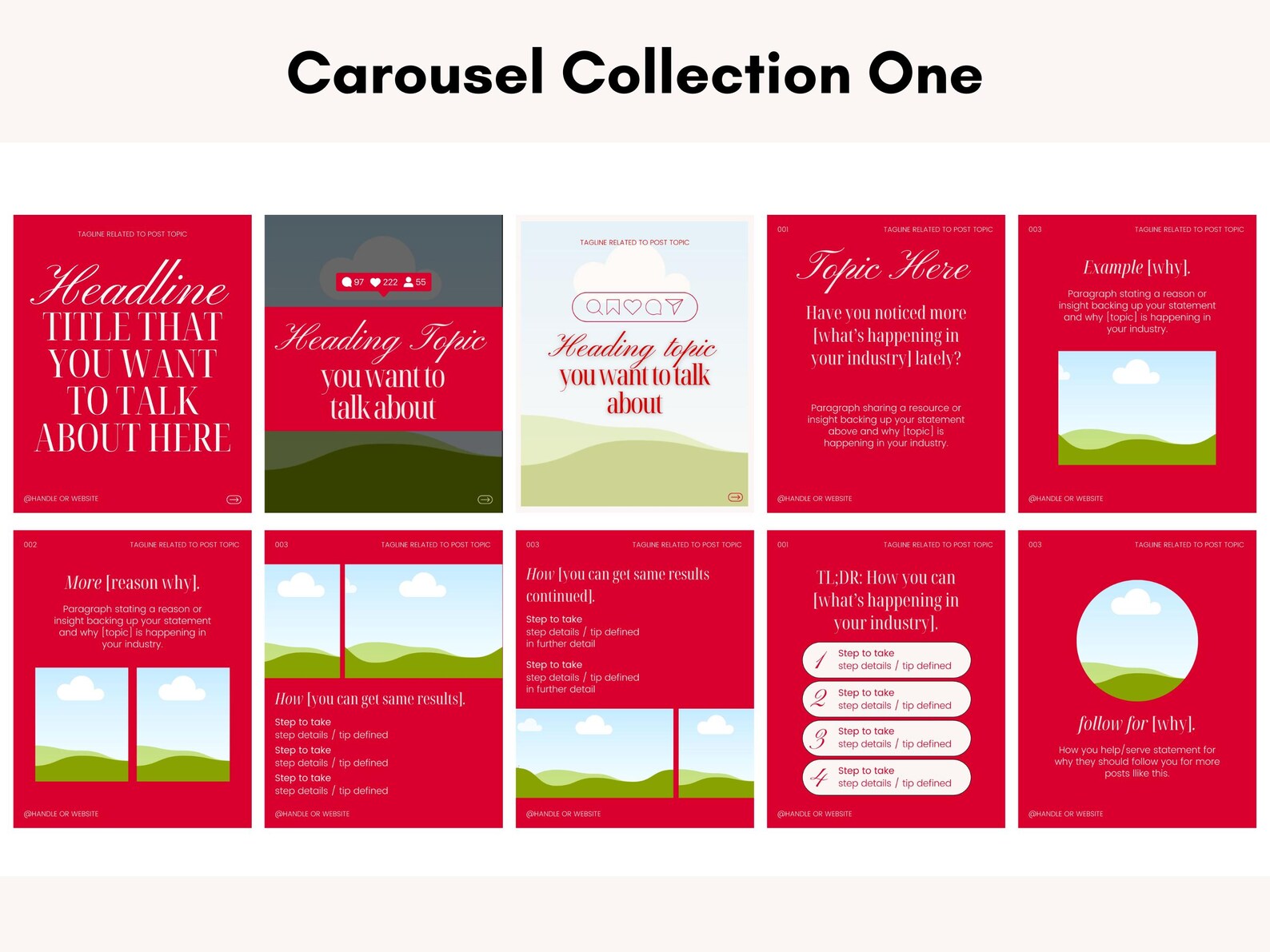 Trending Aesthetic Instagram Carousel Template for Canva | Editable IG Top Row Grid Social Media ...