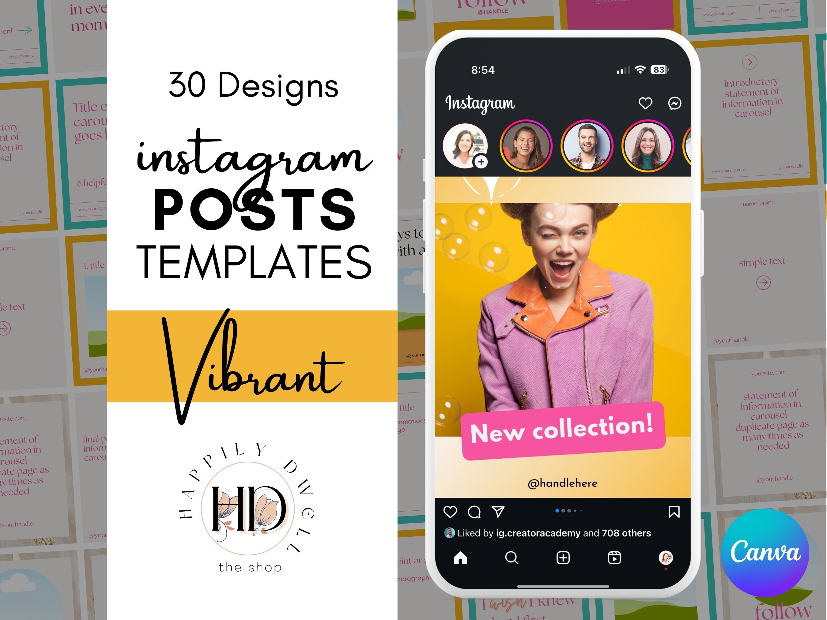 30 Vibrant Instagram Post Designs Bright Instagram Post Canva Template ...