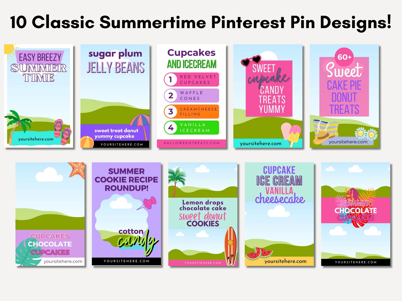Summertime Pinterest Pins Template Editable Canva Template for ...