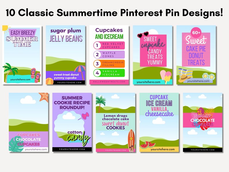 Summertime Pinterest Pins Template Editable Canva Template for ...