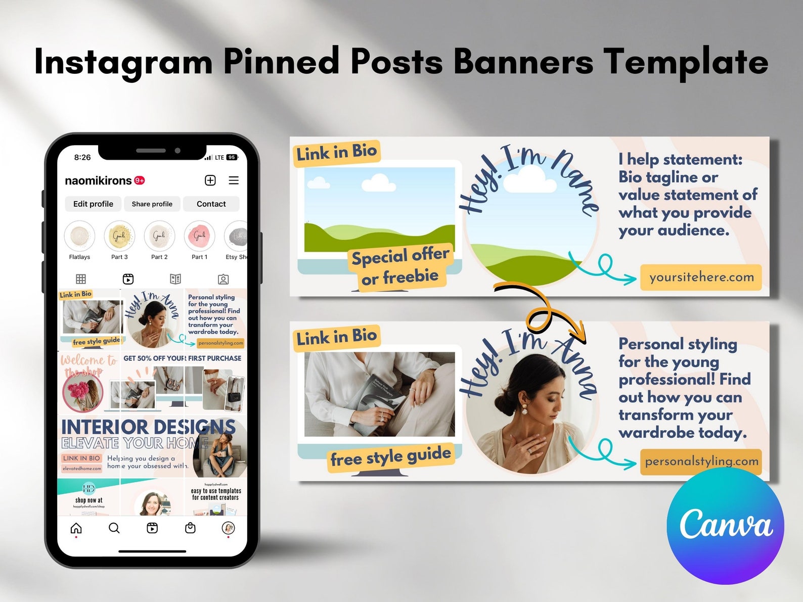 Pinned Posts Banner Template for Instagram Puzzle Template IG Canva ...