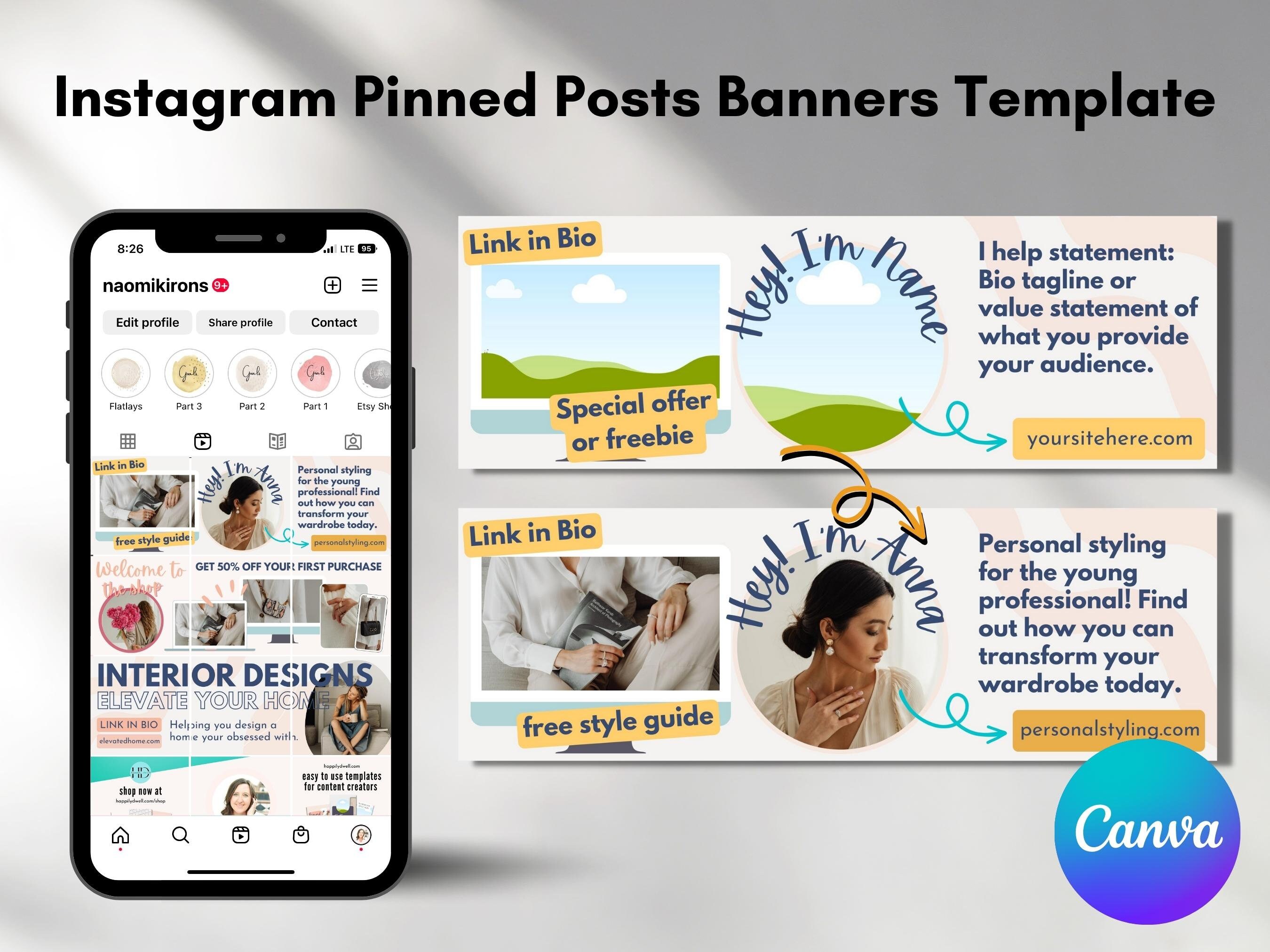 Pinned Posts Banner Template for Instagram Puzzle Template IG Canva ...