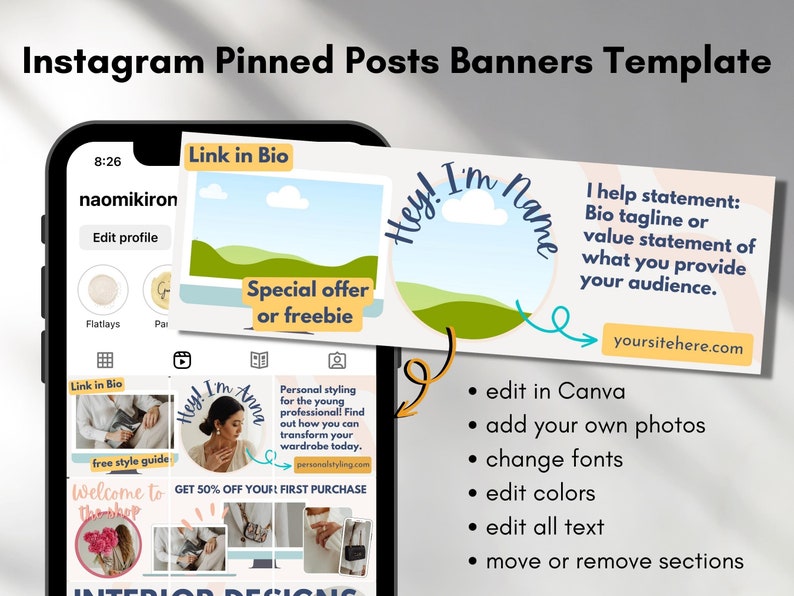 Pinned Posts Banner Template for Instagram Puzzle Template IG Canva ...