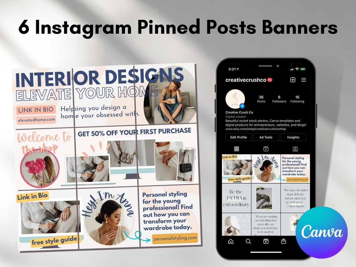 Pinned Posts Banner Template for Instagram Puzzle Template IG Canva ...