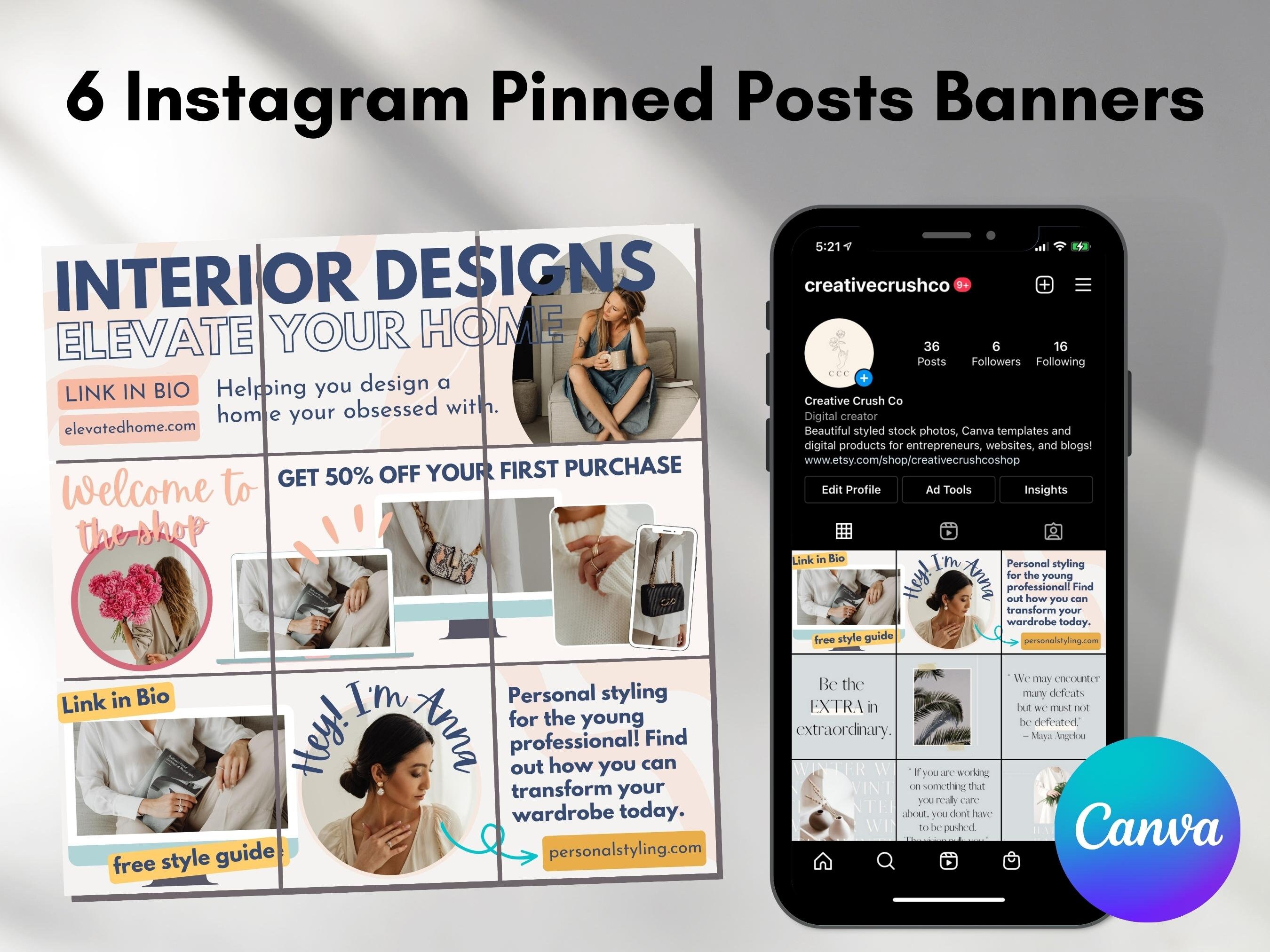 Pinned Posts Banner Template for Instagram Puzzle Template IG Canva ...