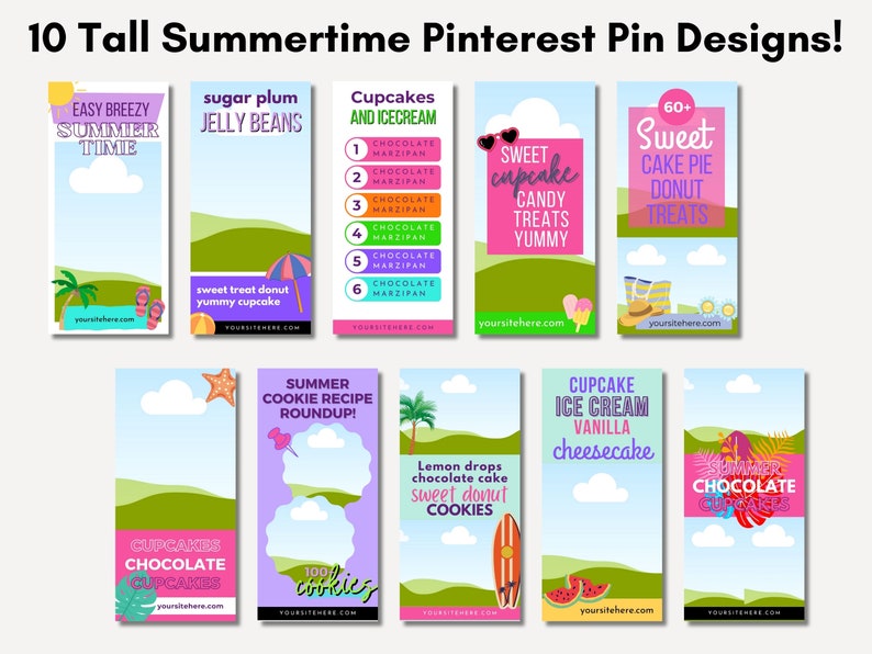 Summertime Pinterest Pins Template Editable Canva Template for ...