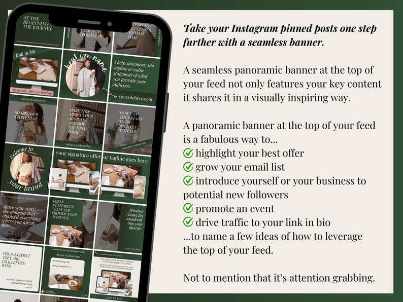 Instagram Pinned Post Banner Template: Emerald Luxe Canva Pro (digital ...