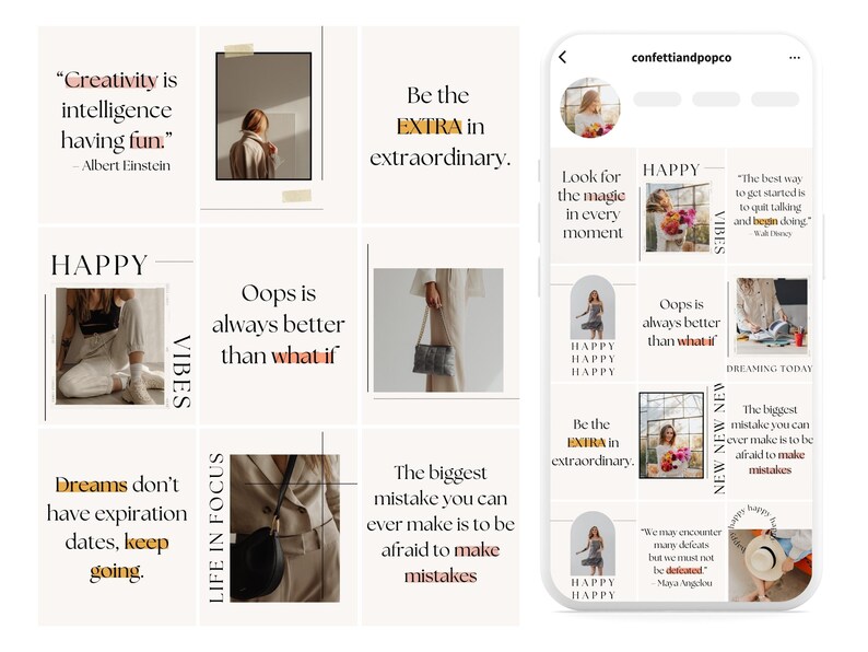 Minimalist Instagram Portrait Posts | Instagram Canva Templates ...