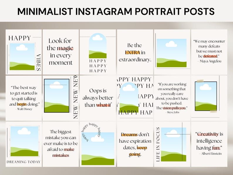 Minimalist Instagram Portrait Posts | Instagram Canva Templates ...