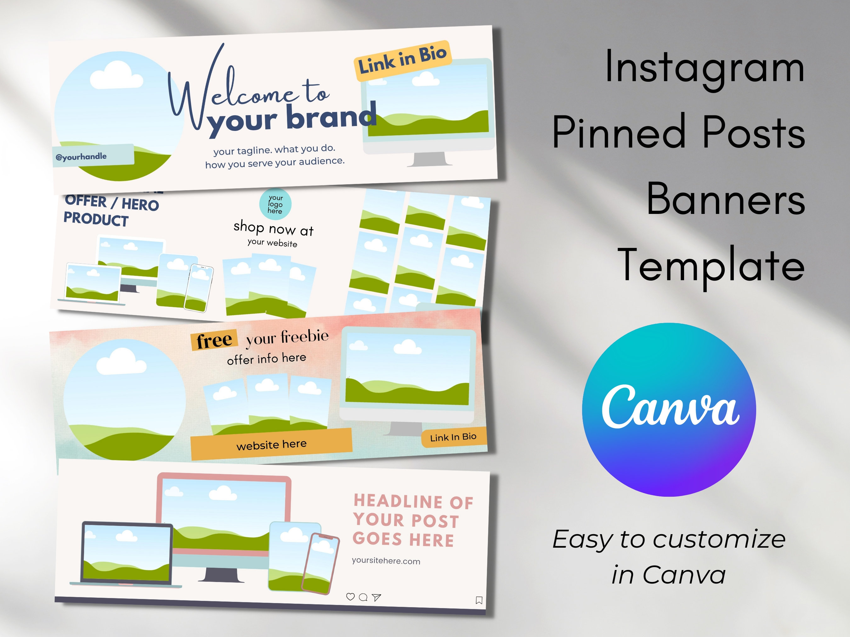 Instagram Pinned Posts Banner Template Instagram Puzzle Template Canva ...