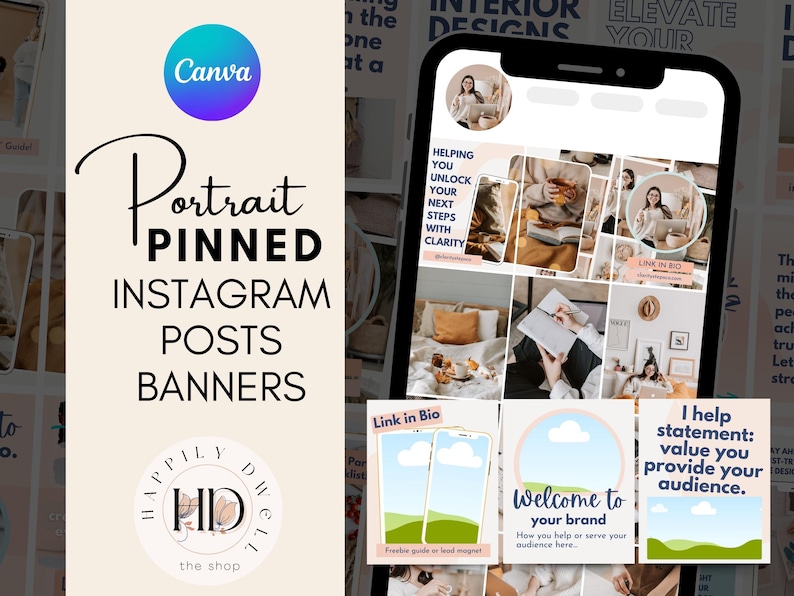 Portrait Pinned Posts Banner Template for Instagram, IG Canva Pro ...
