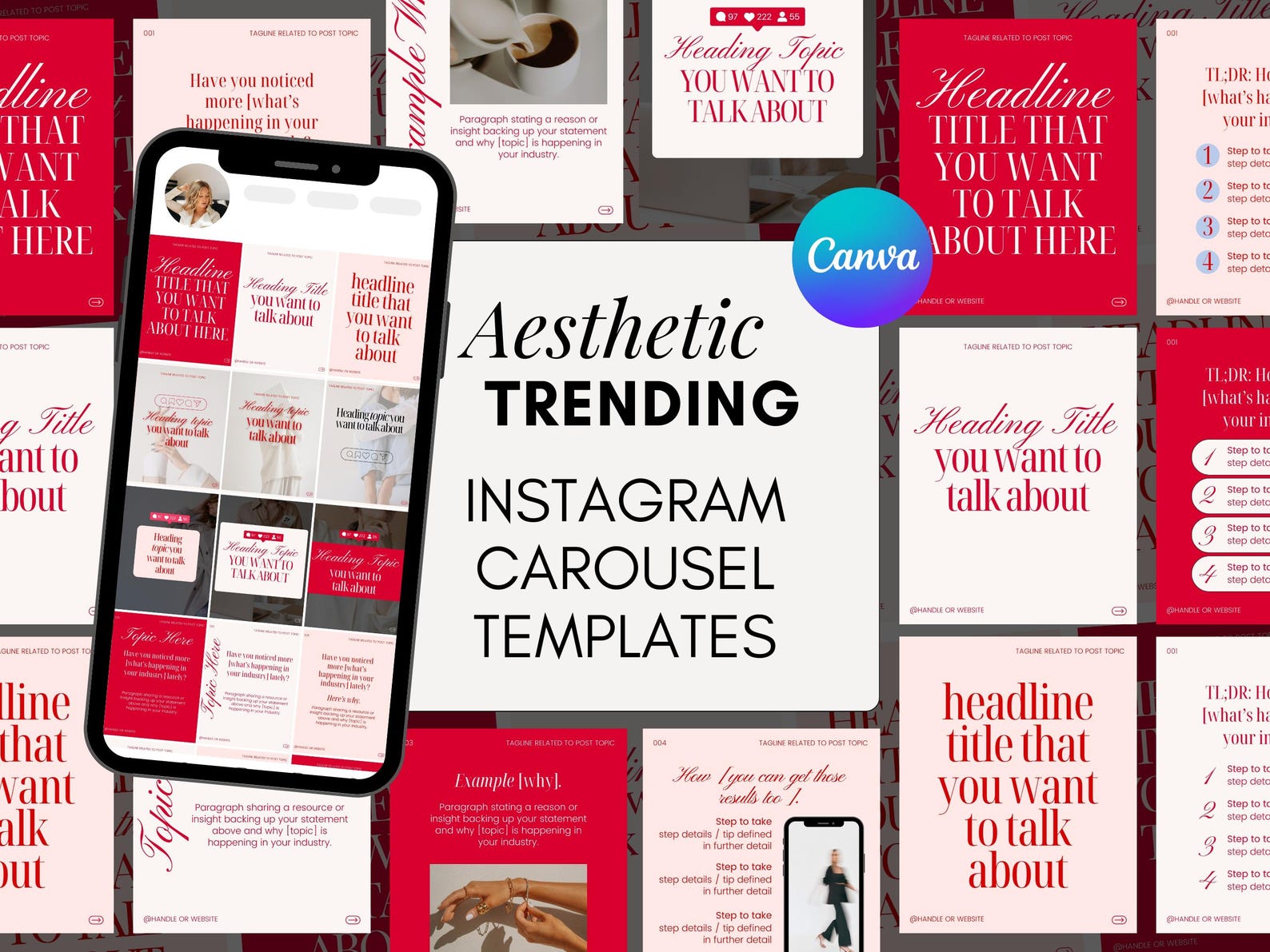 Trending Aesthetic Instagram Carousel Template for Canva | Editable IG ...