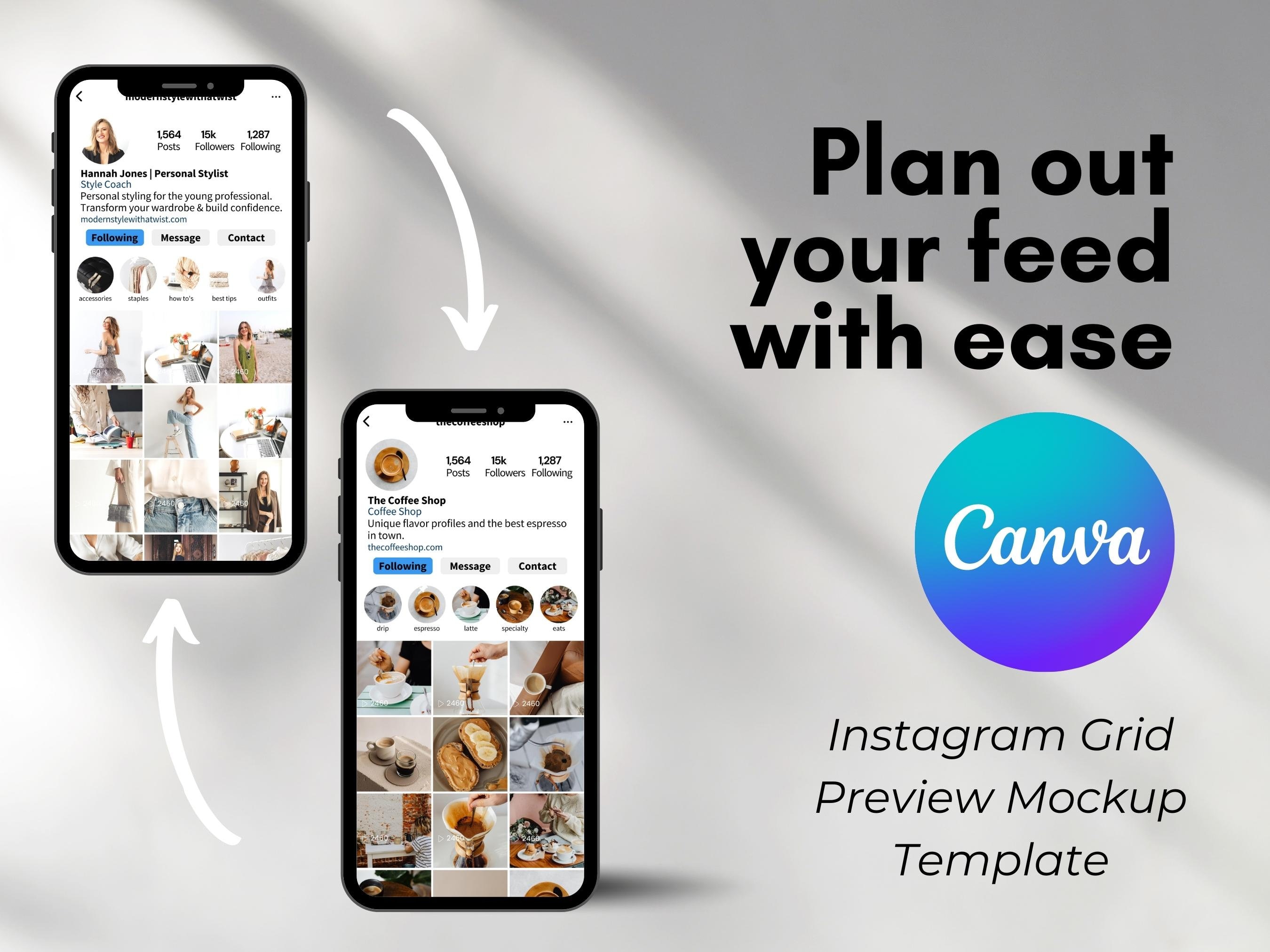 Instagram Grid Preview Mockup Template Instagram Mockup Template Canva ...