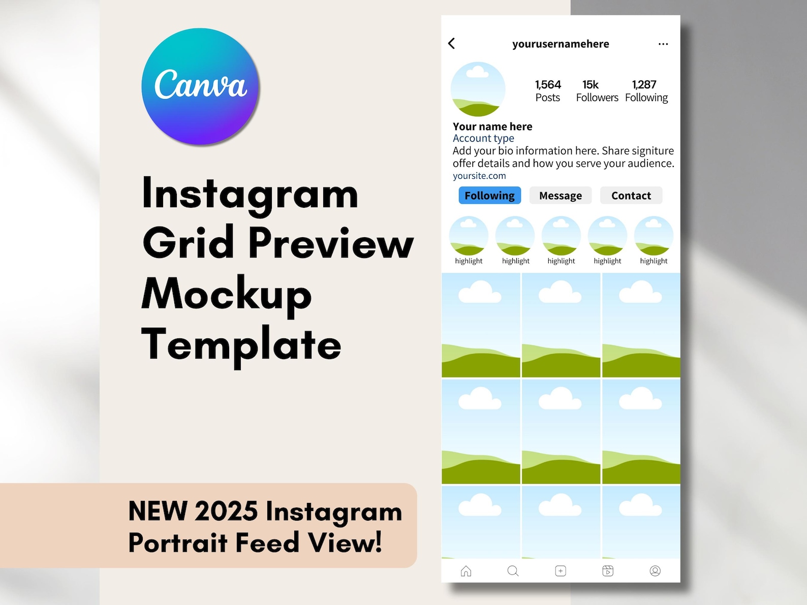 Instagram Portrait Grid Preview Mockup Template | Instagram Mockup ...