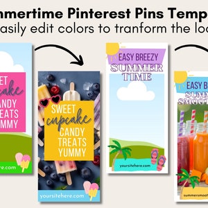 Summertime Pinterest Pins Template Editable Canva Template for ...