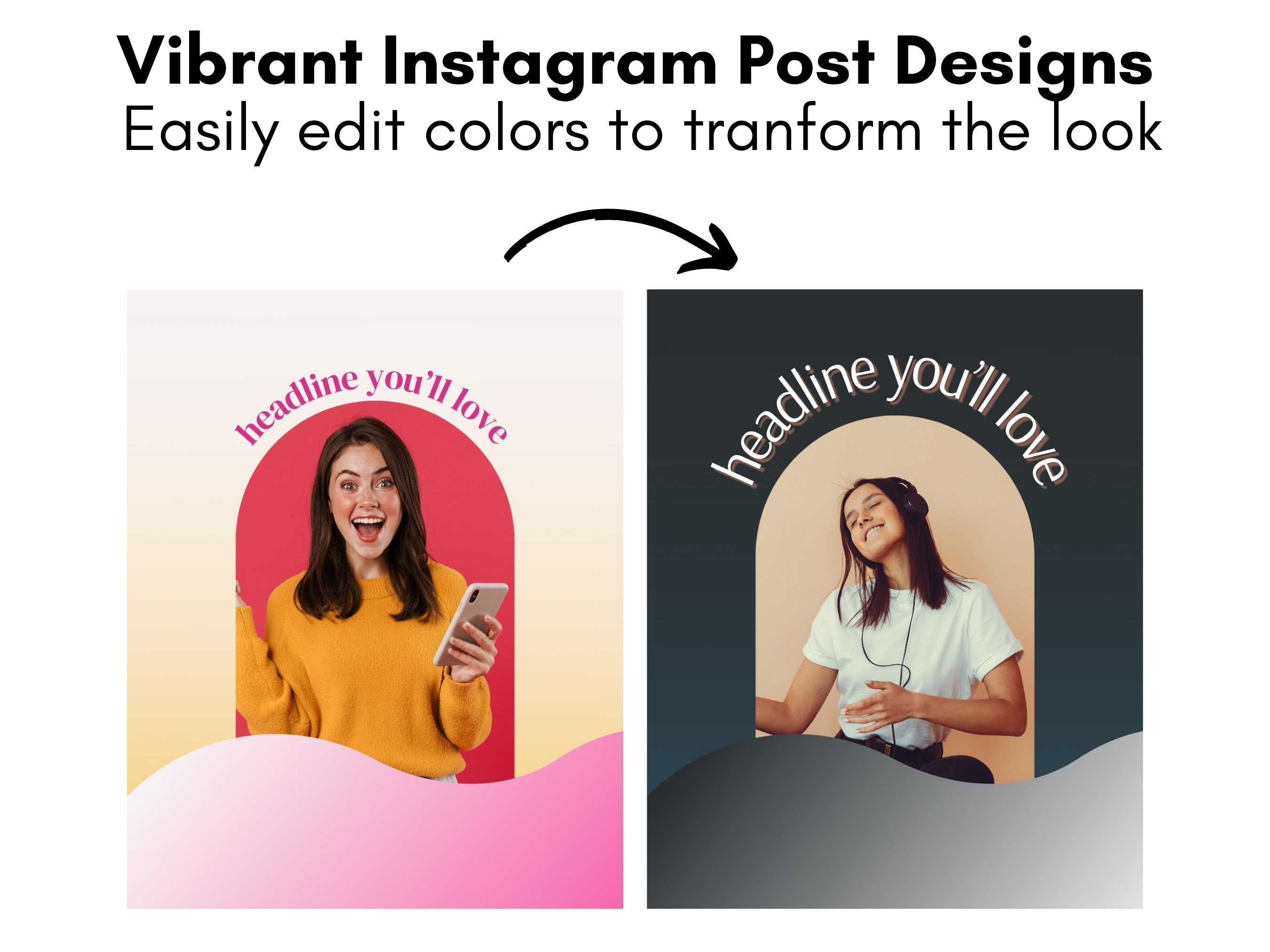 30 Vibrant Instagram Post Designs Bright Instagram Post Canva Template ...