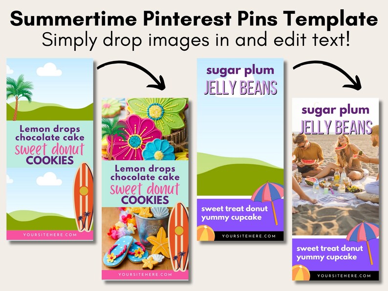 Summertime Pinterest Pins Template Editable Canva Template for ...