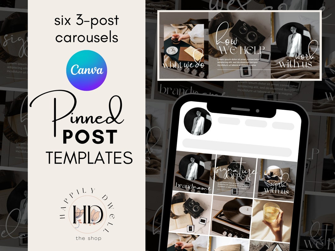 Aesthetic Pinned Post Banner Template for Instagram Carousel Template ...