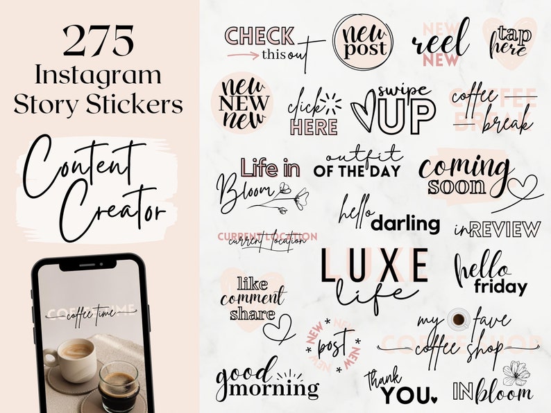 275 Instagram Story Stickers Content Creator Story Stickers Social ...