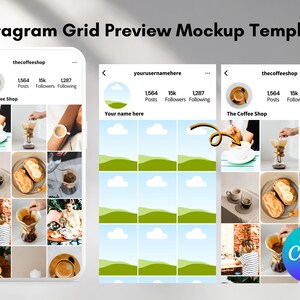 Instagram Grid Preview Mockup Template: Canva (digital File) - Etsy