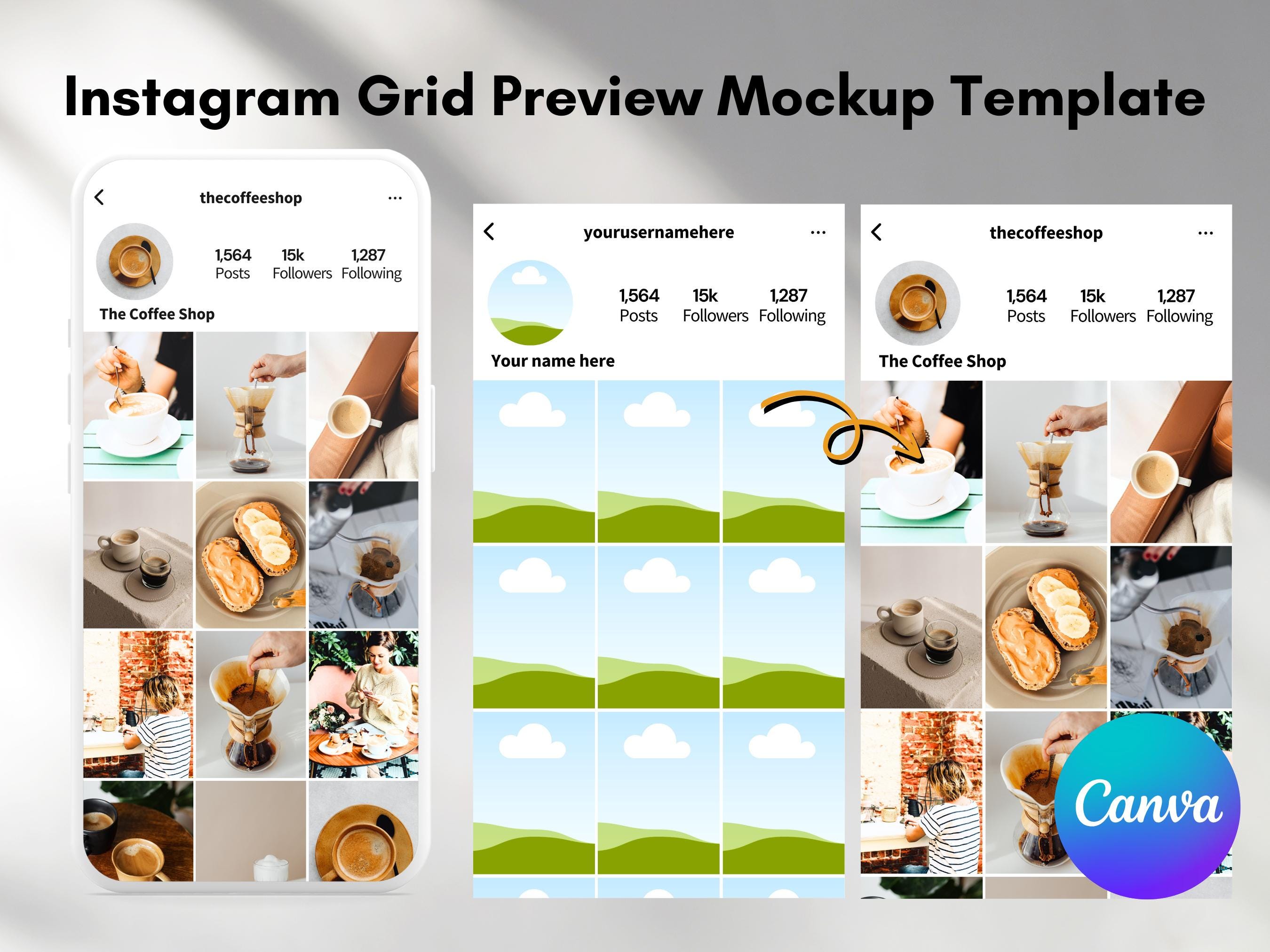 Instagram Portrait Grid Preview Mockup Template | Instagram Mockup ...