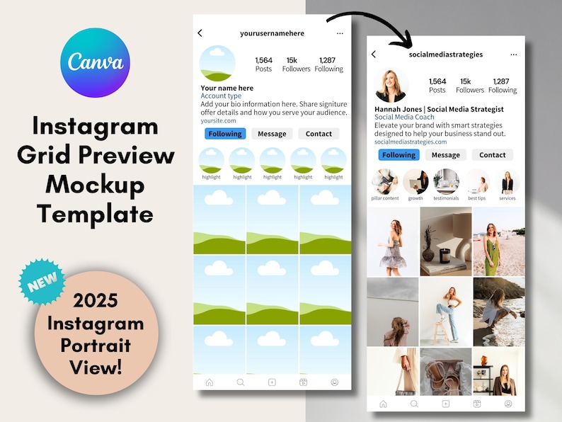 Instagram Portrait Grid Preview Mockup Template | Instagram Mockup ...